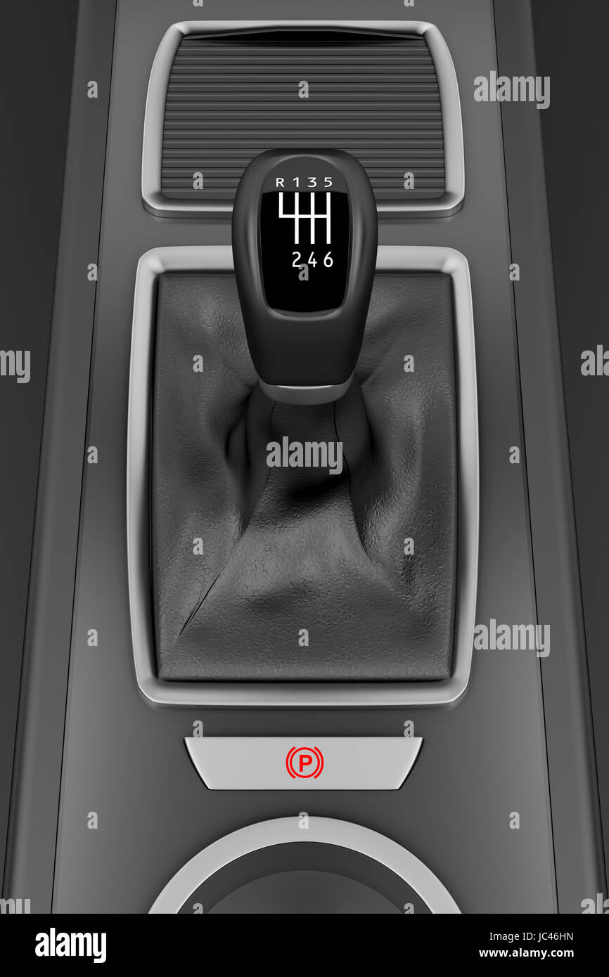 Six speed gear stick in sports car Stock Photo - Alamy