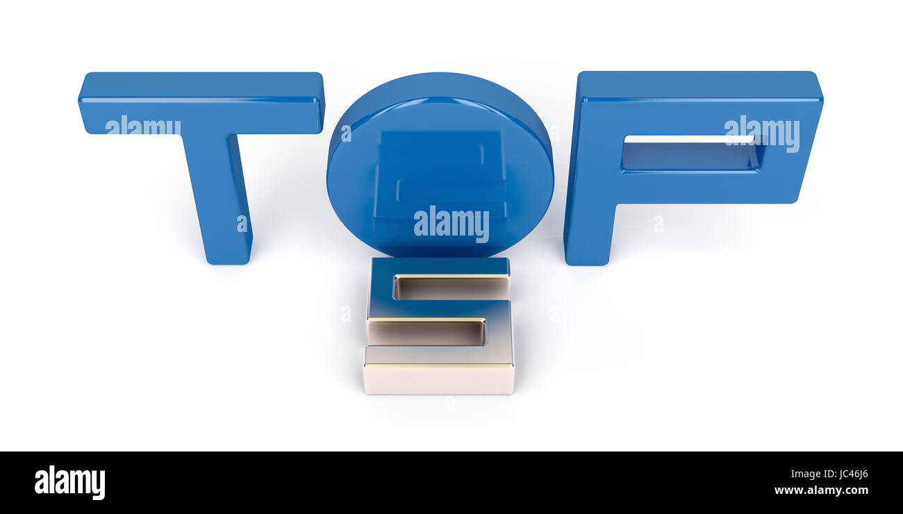 Top five, 3d illustration on white background Stock Photo - Alamy