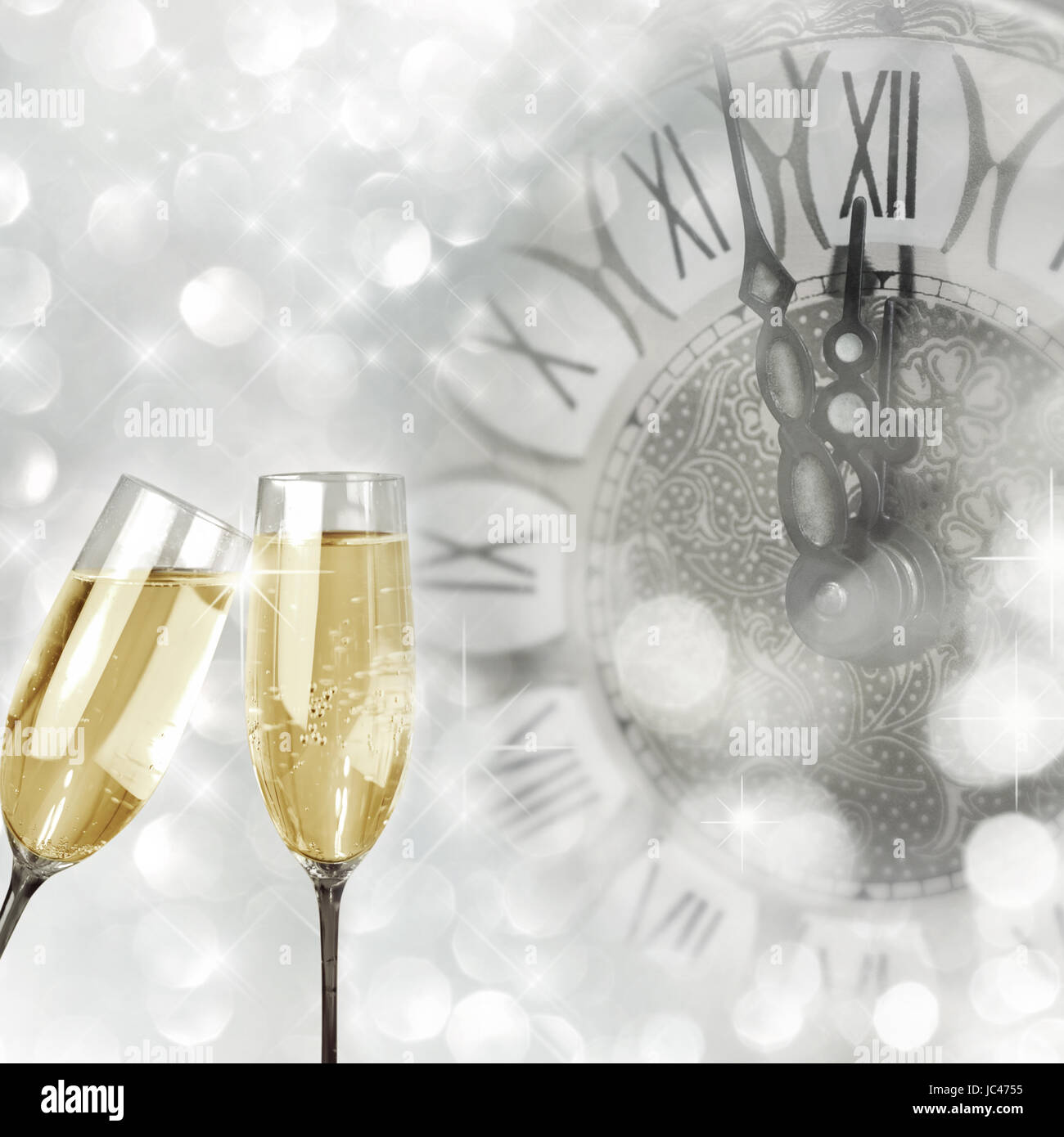 Five minutes before midnight on New Year's Day Stock Photo - Alamy