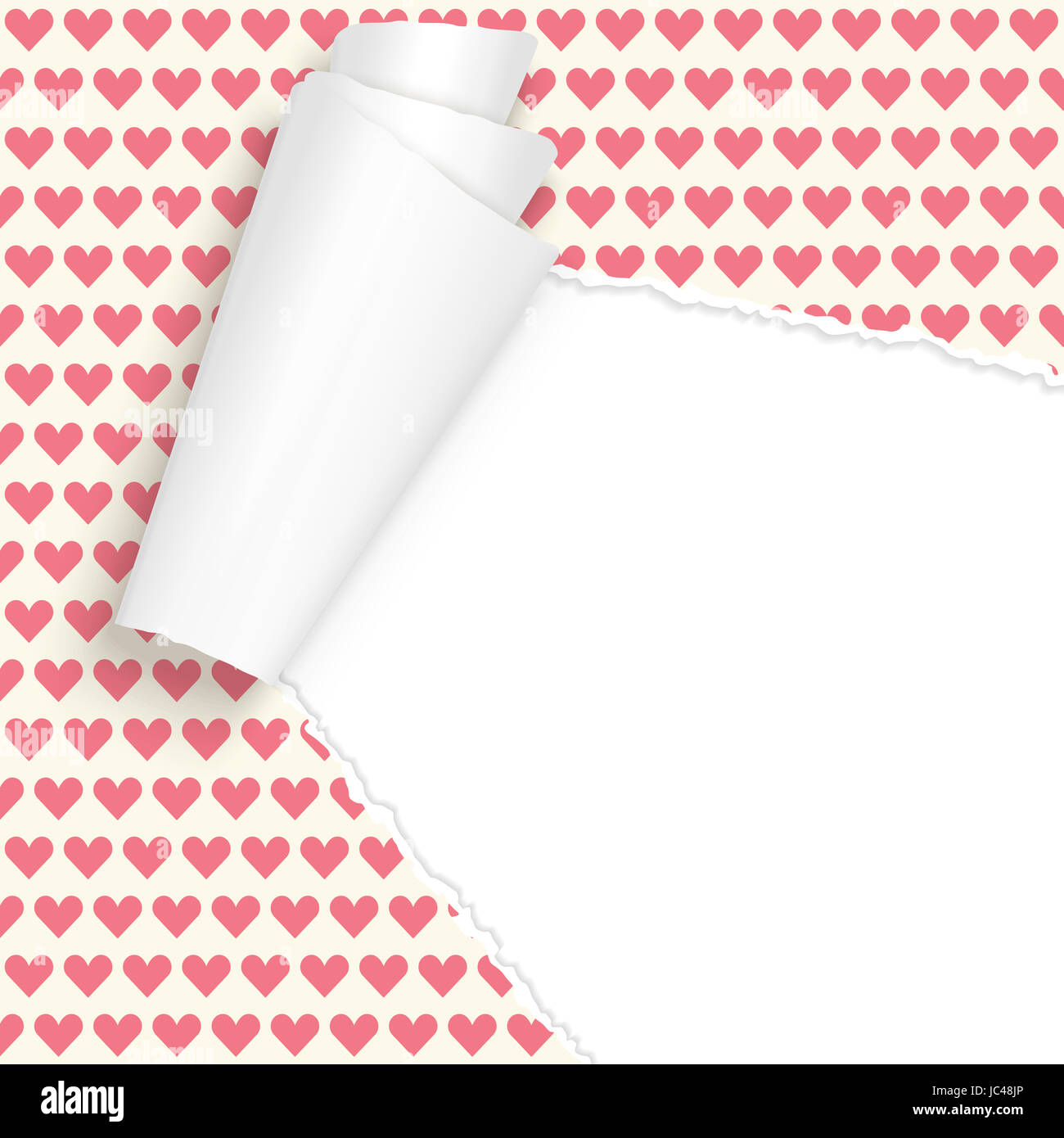 vector of ripped open paper hearts background Stock Photo - Alamy