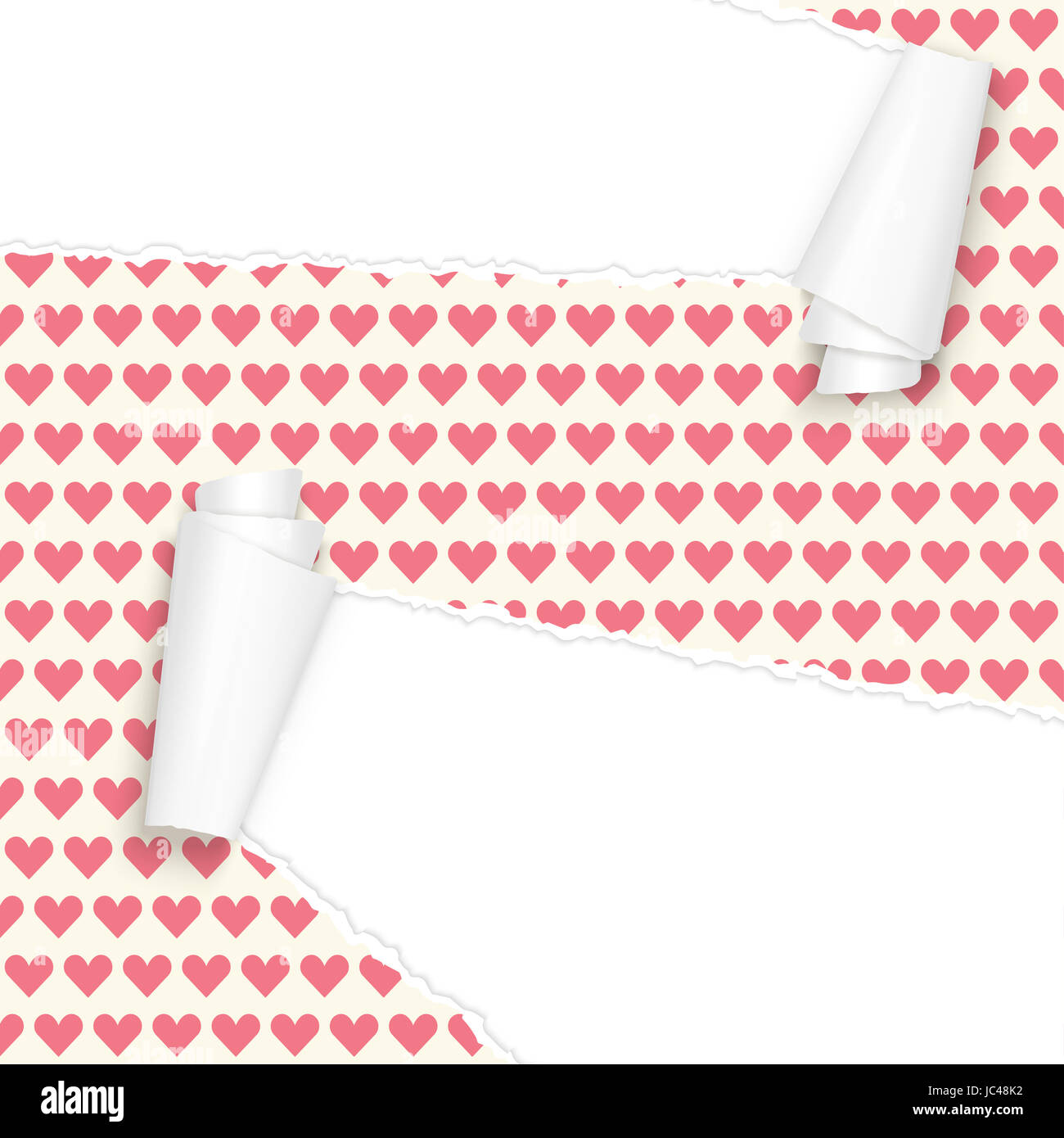 vector of ripped open paper hearts background Stock Photo - Alamy