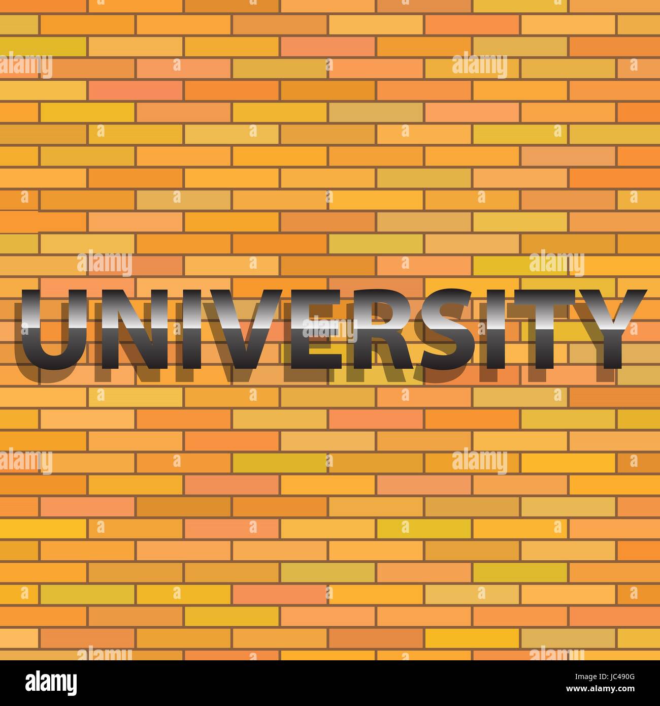 colorful illustration with university sign on orange brick wall Stock ...