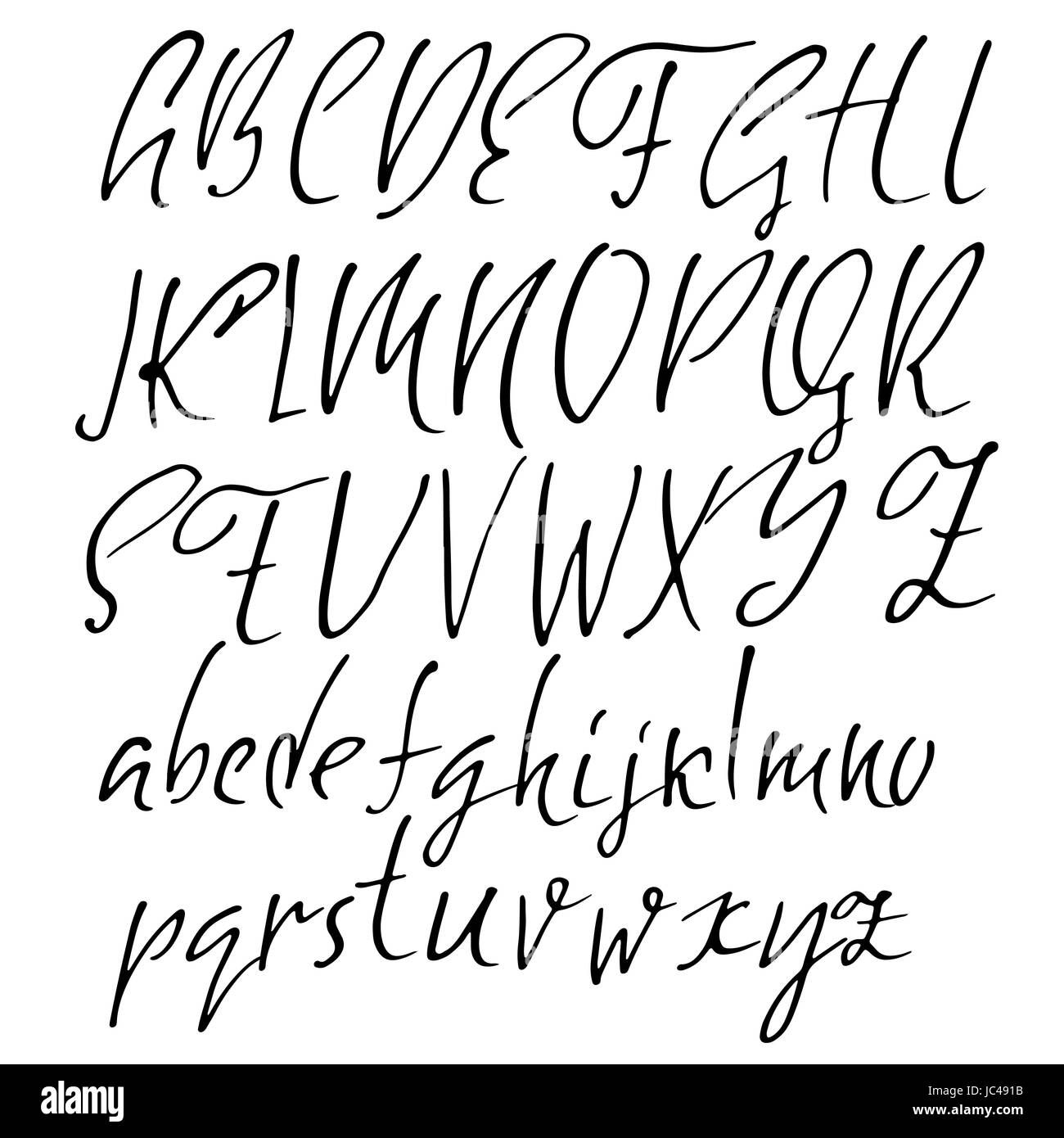 Hand drawn elegant calligraphy font. Modern brush lettering. Grunge ...