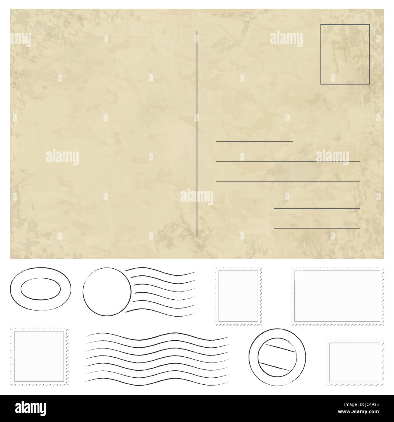 vector of old vintage postcard, stamps and postmarks Stock Photo - Alamy