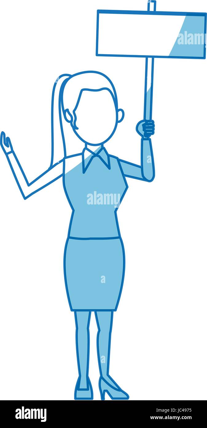 cartoon woman holding placard election voting Stock Vector Image & Art ...