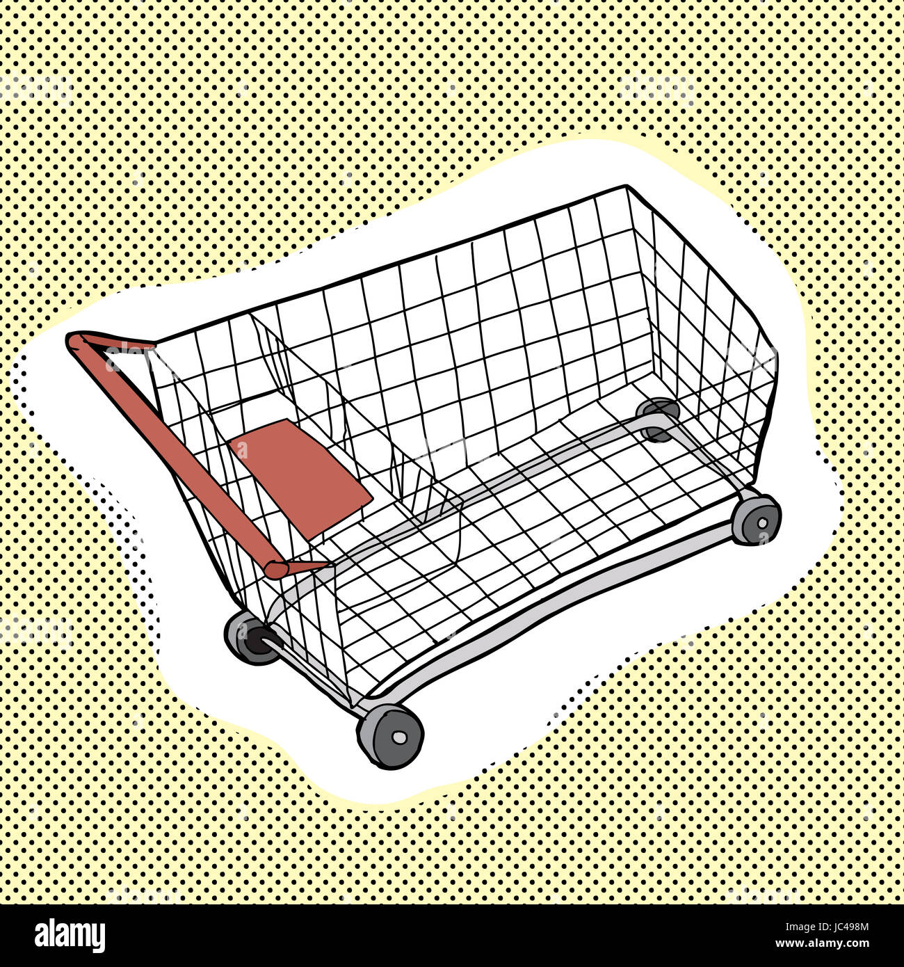 Single hand drawn cartoon metal shopping cart Stock Photo - Alamy