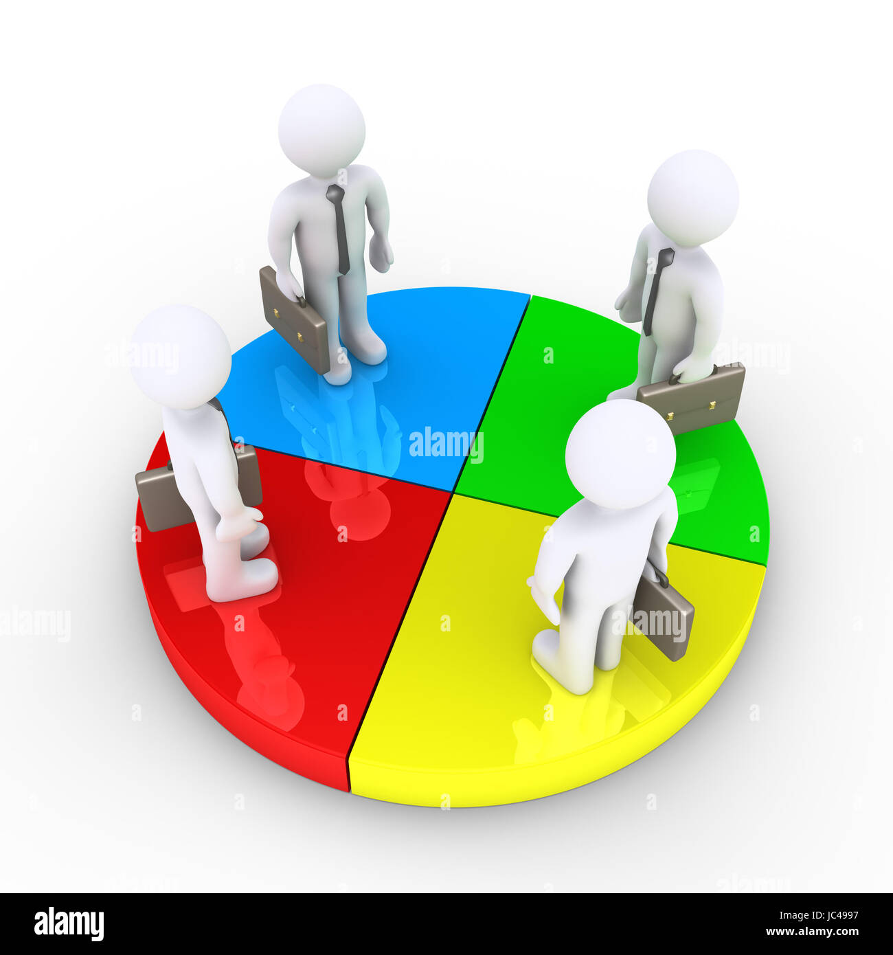 Four 3d businessmen are standing on equal pie chart slices Stock Photo ...