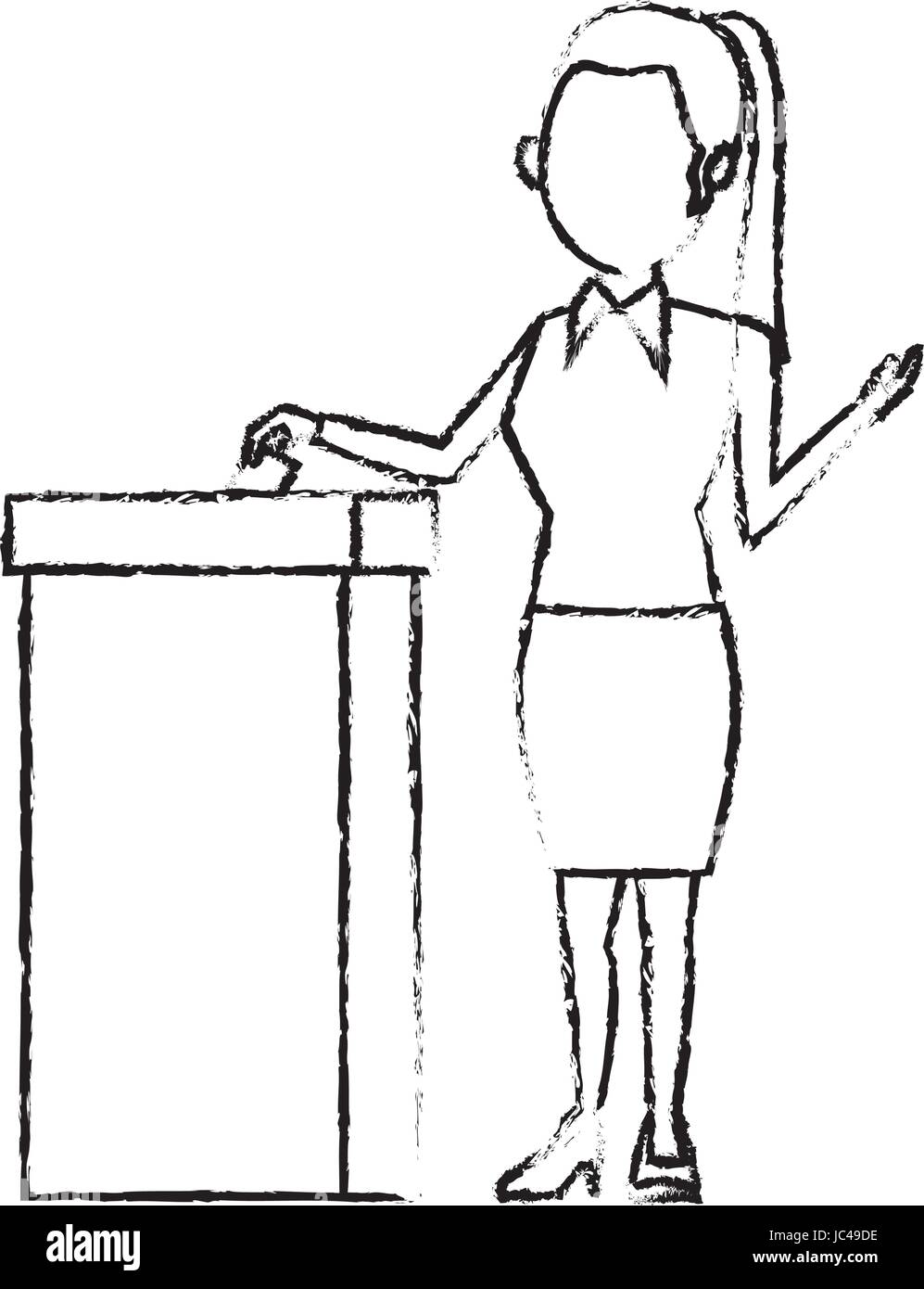 cartoon woman vote at ballot box election vector illustration Stock ...
