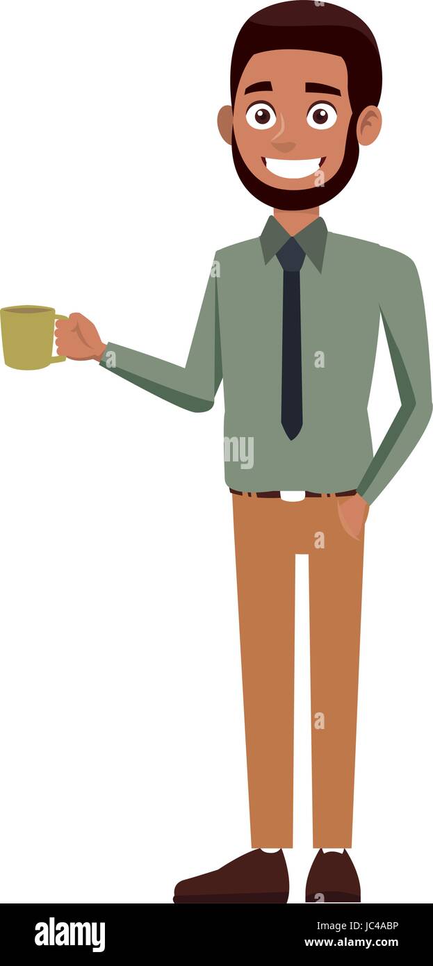 young and successful business man cartoon employee work Stock Vector ...