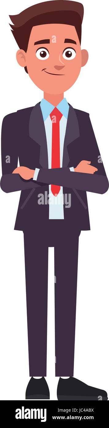 young and successful business man cartoon employee work Stock Vector ...