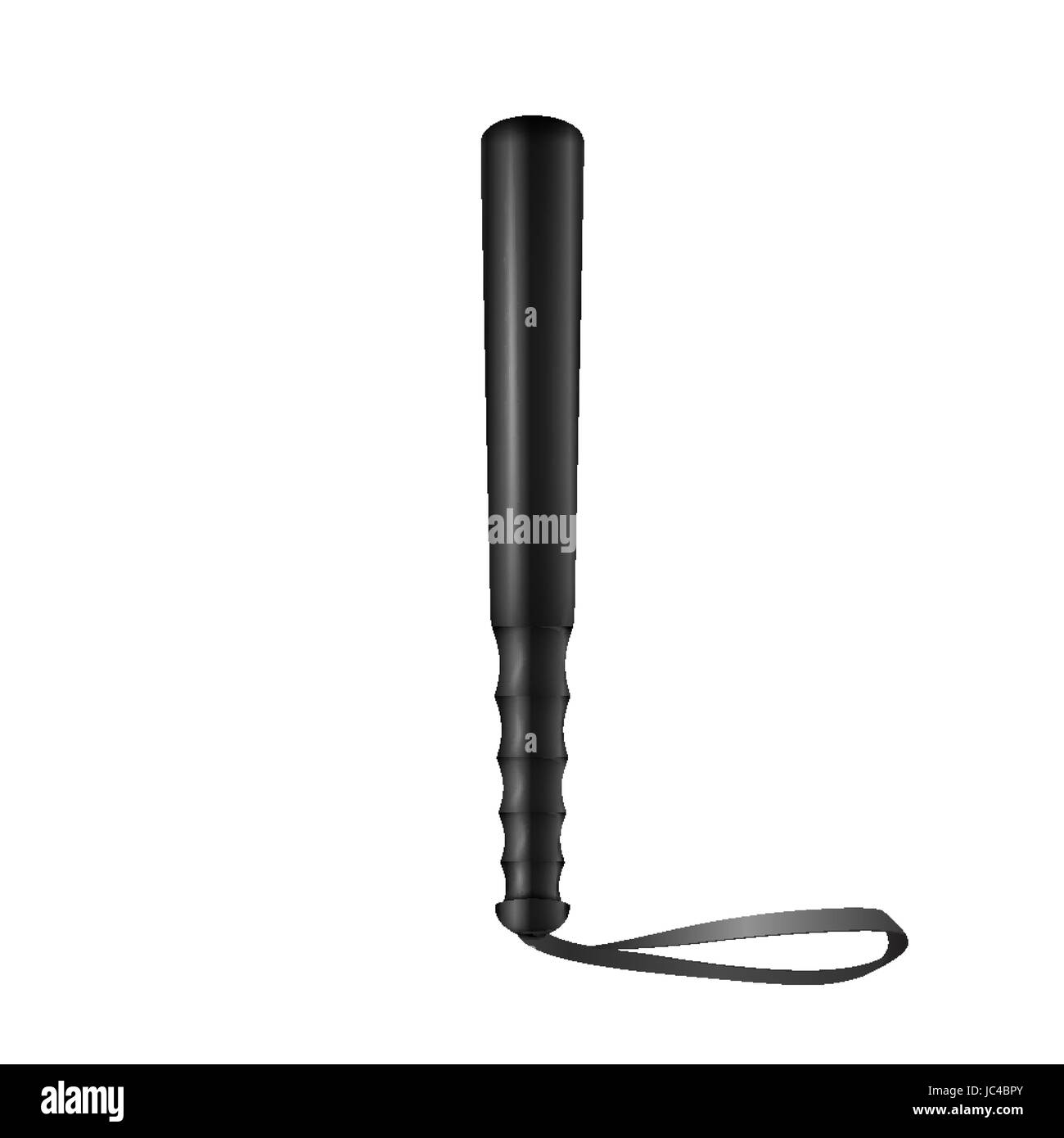 Long Black Rubber Baton. Police Bat. Security Truncheons. Vector 3D ...