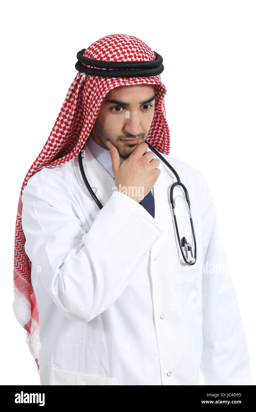 Arab saudi emirates man thinking worried isolated on a white background ...