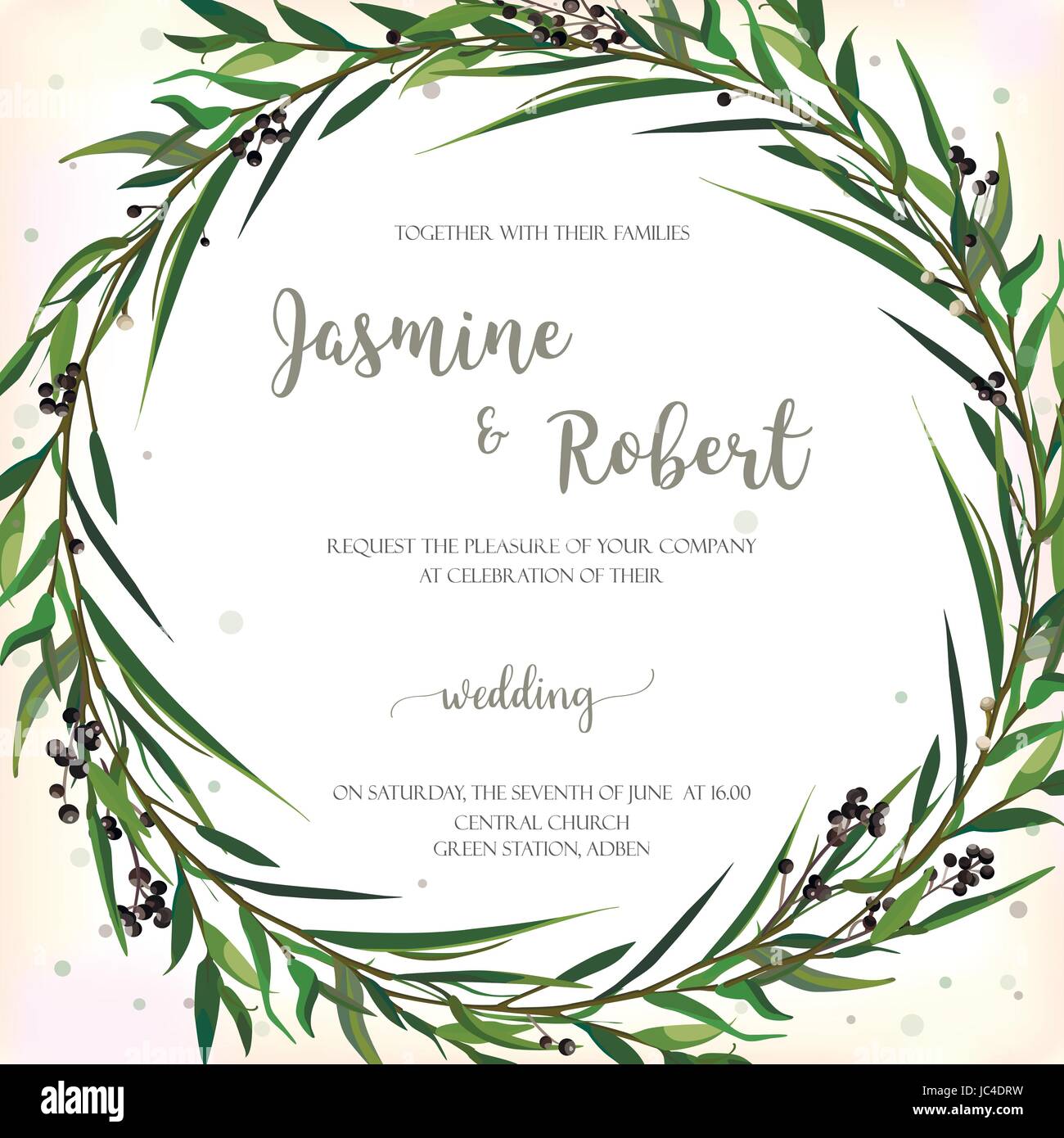 Leaves circle round green leaf wreath: branch Eucalyptus Agonis ...