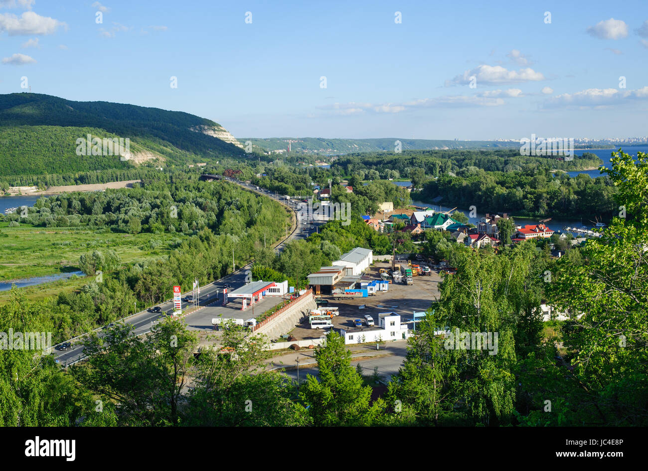 Samara, Russia - 29 June, 2017. Amazing panoramic view from Tsarev hill ...