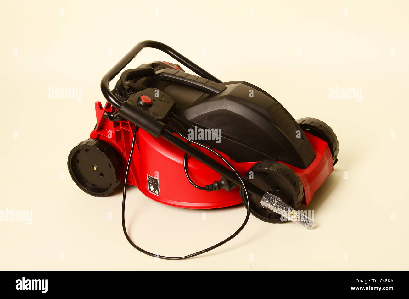 Lawnmower Isolated on White Background. Gas Lawn Mower. Red Grass ...