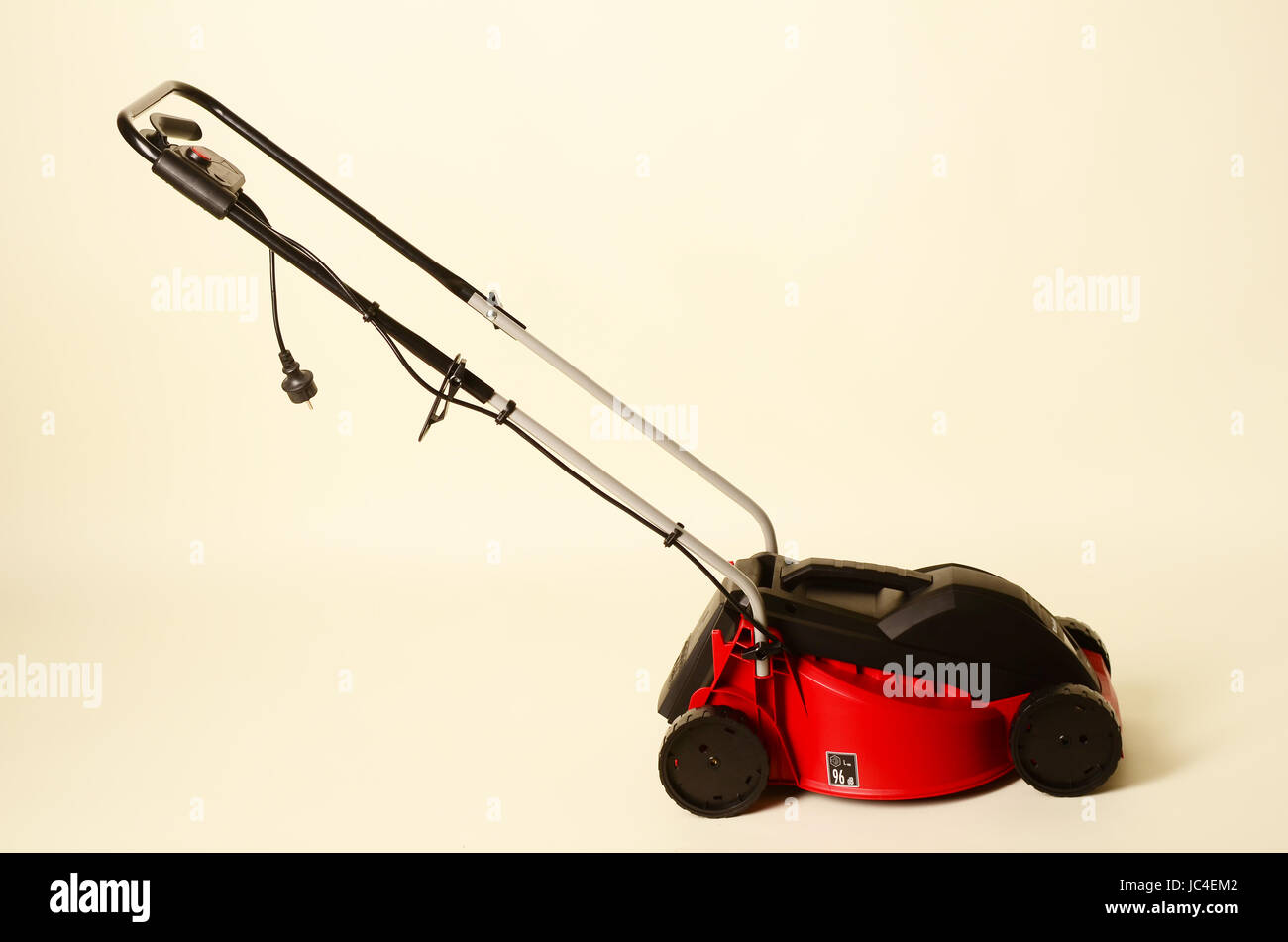 Lawnmower Isolated on White Background. Gas Lawn Mower. Red Grass ...