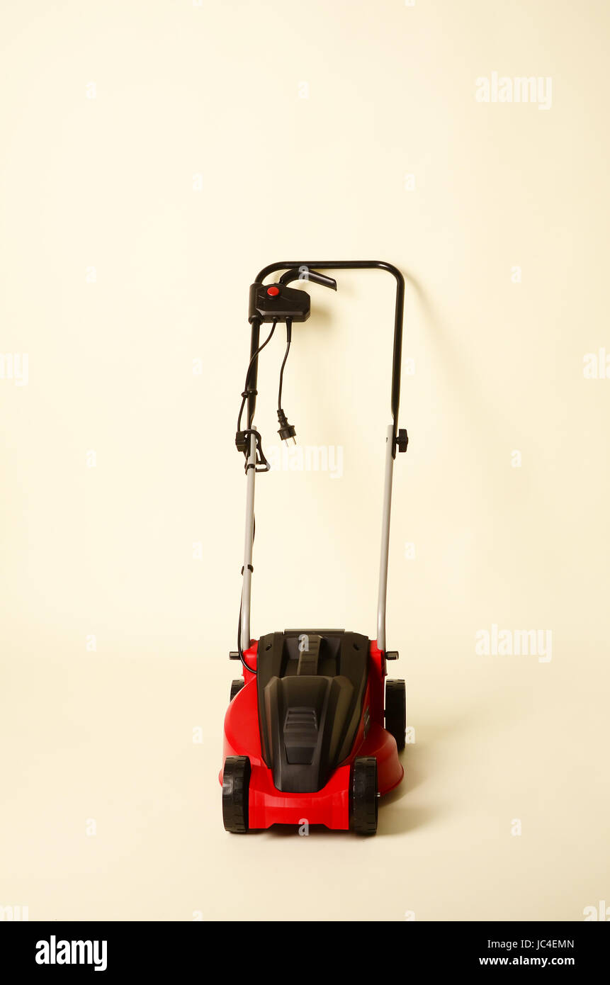 Lawnmower Isolated on White Background. Gas Lawn Mower. Red Grass ...