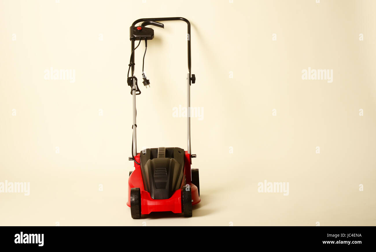 Lawnmower Isolated on White Background. Gas Lawn Mower. Red Grass ...