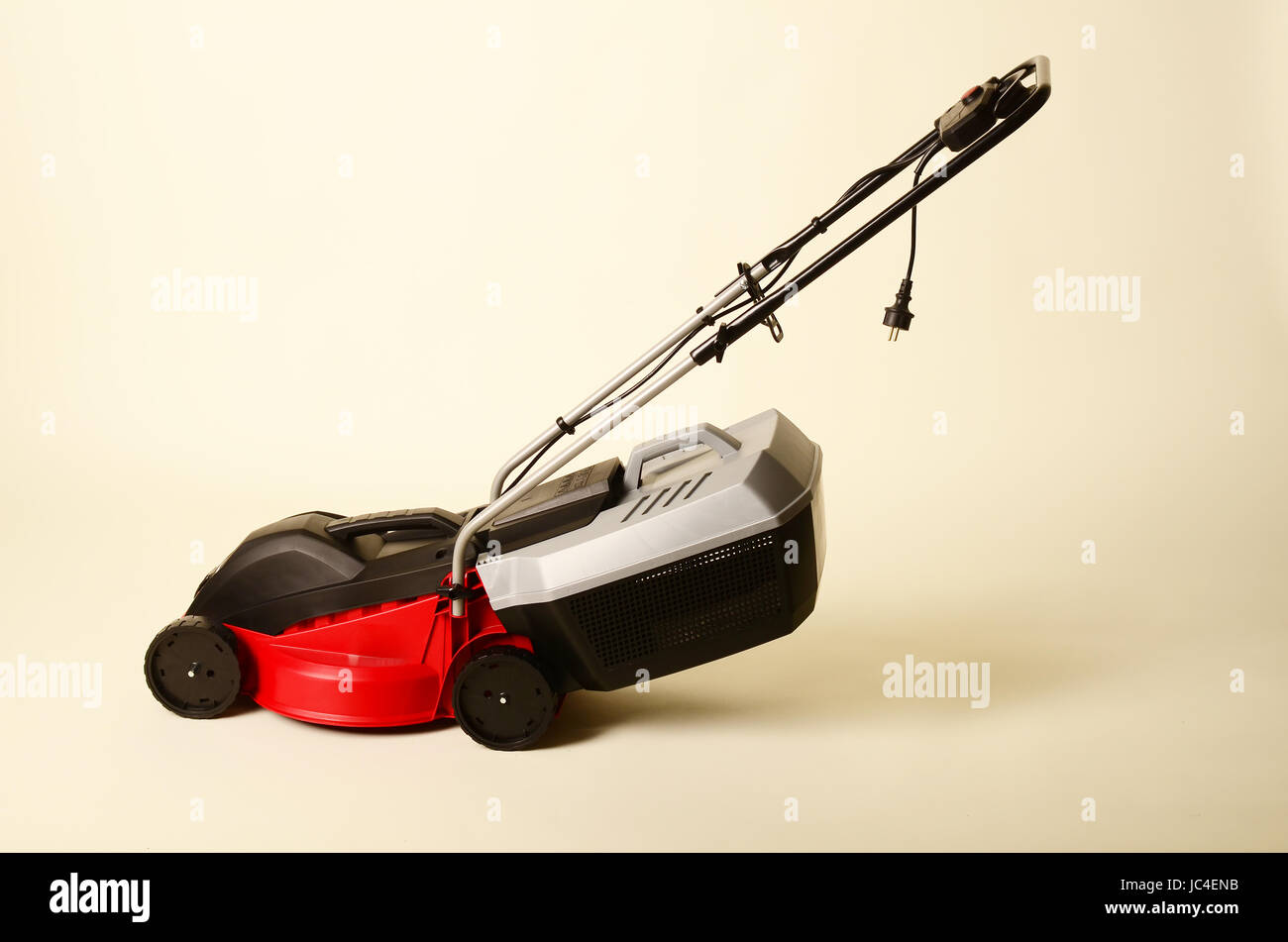 Lawnmower Isolated on White Background. Gas Lawn Mower. Red Grass ...
