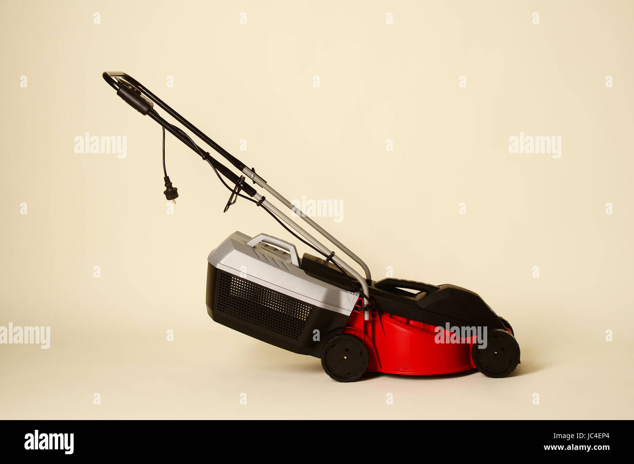 Lawnmower Isolated on White Background. Gas Lawn Mower. Red Grass ...