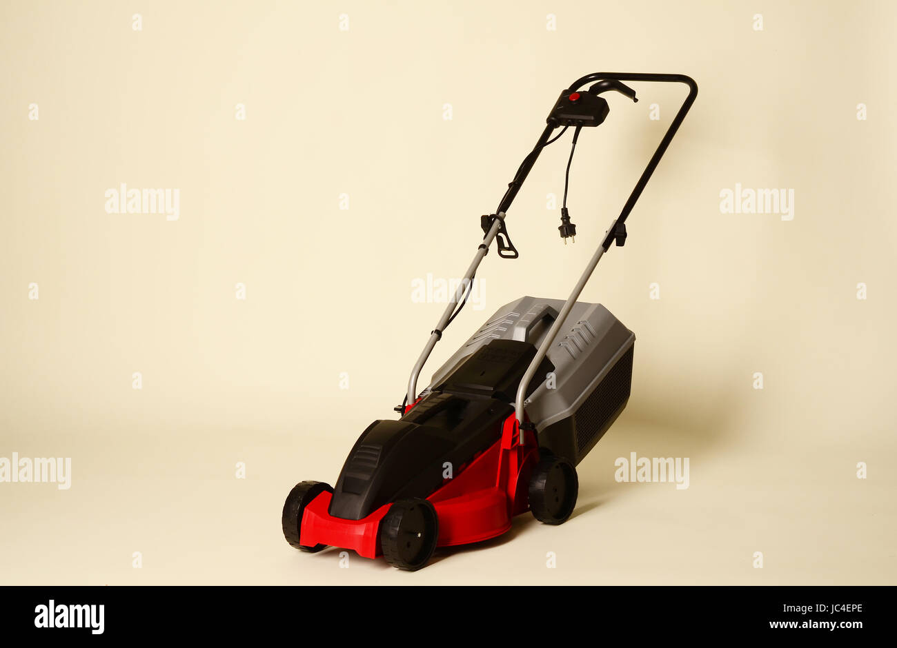 Lawnmower Isolated on White Background. Gas Lawn Mower. Red Grass ...