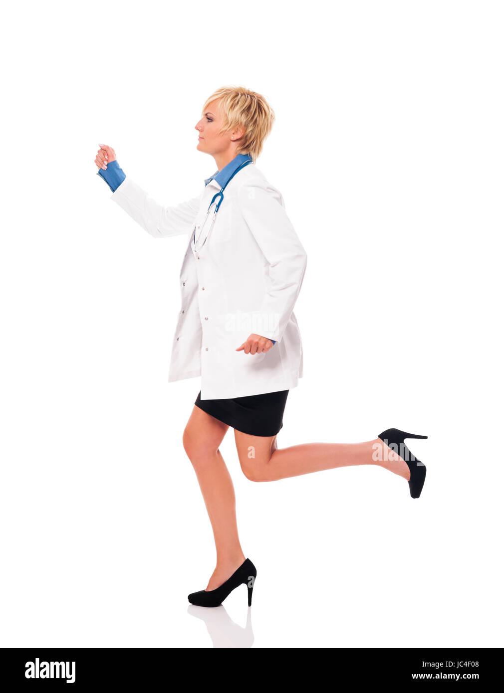 Female doctor running for her patients Stock Photo - Alamy