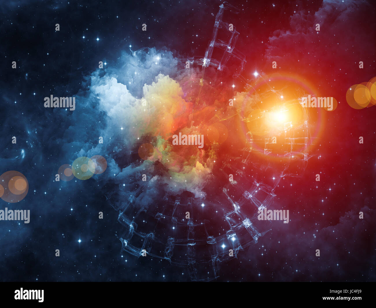 Colors in Space series. Backdrop composed of colorful clouds and space ...