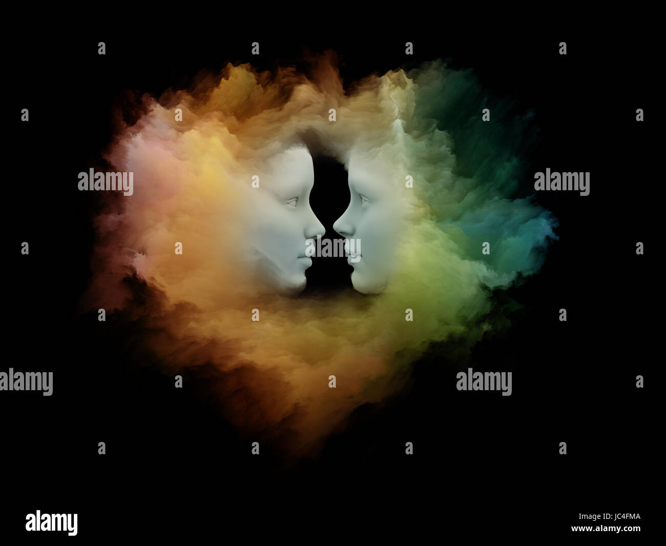 Dreaming Heart series. Background design of Human profiles connected by ...