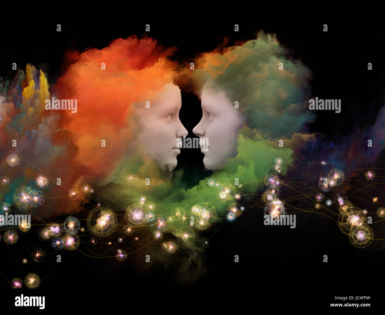 Human Dreams series. Arrangement of Fused human forms, fractal shapes ...