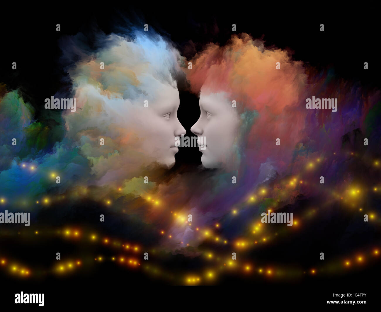 Human Dreams series. Composition of Fused human forms, fractal shapes ...