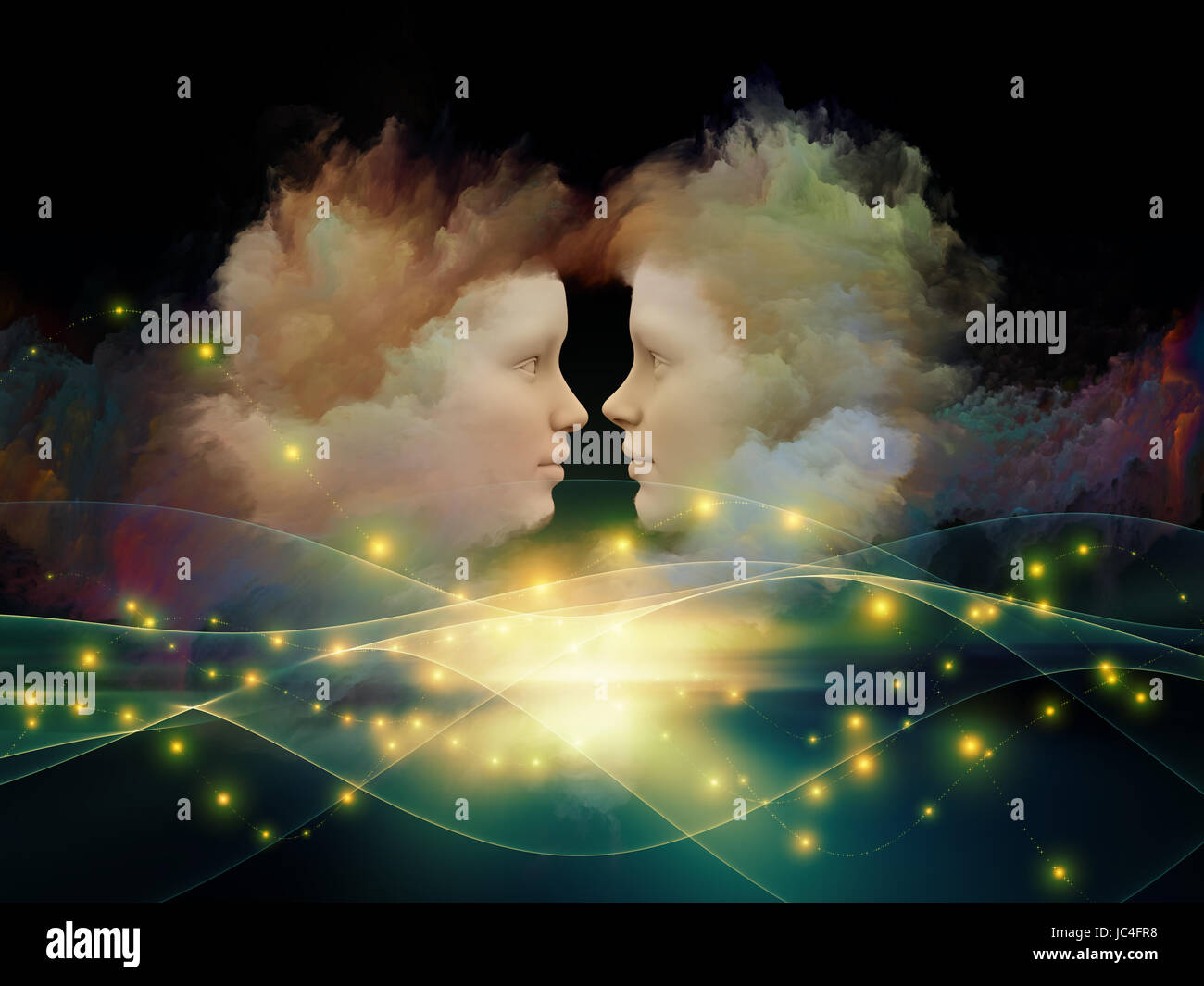 Human Dreams series. Arrangement of Fused human forms, fractal shapes ...