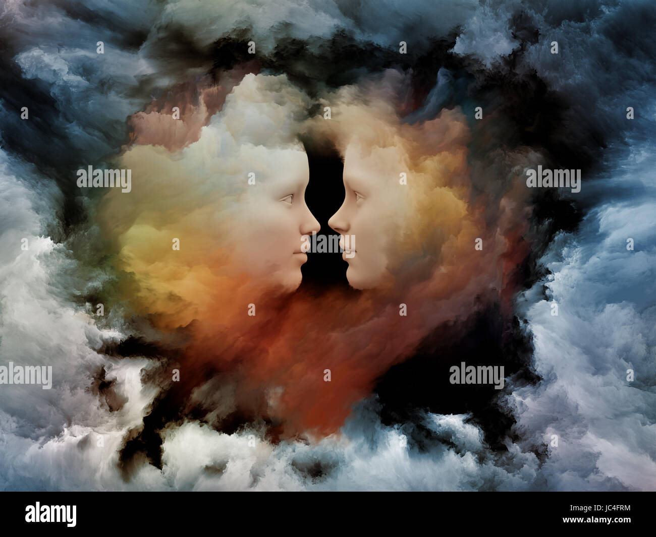 Human Dreams series. Backdrop of Fused human forms, fractal shapes and ...