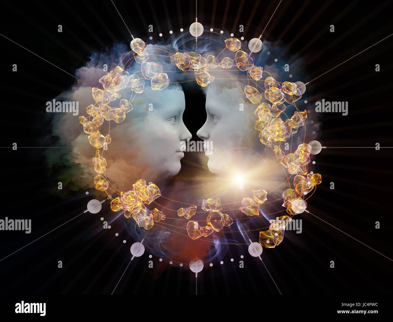 Human Dreams series. Background design of Fused human forms, fractal ...