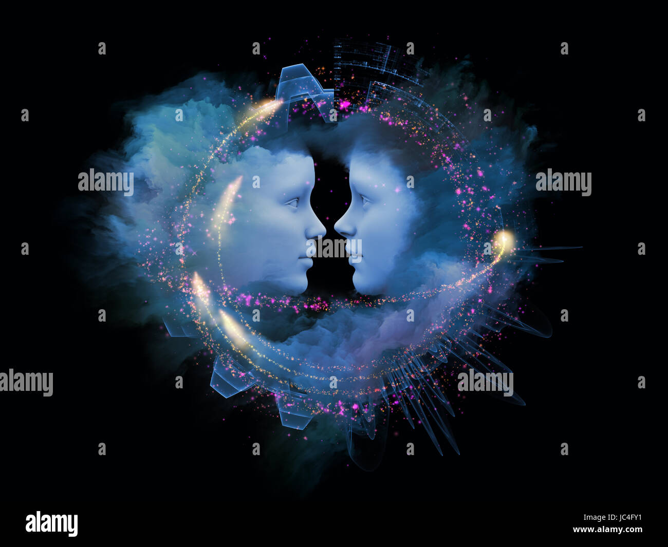 Human Dreams series. Composition of Fused human forms, fractal shapes ...