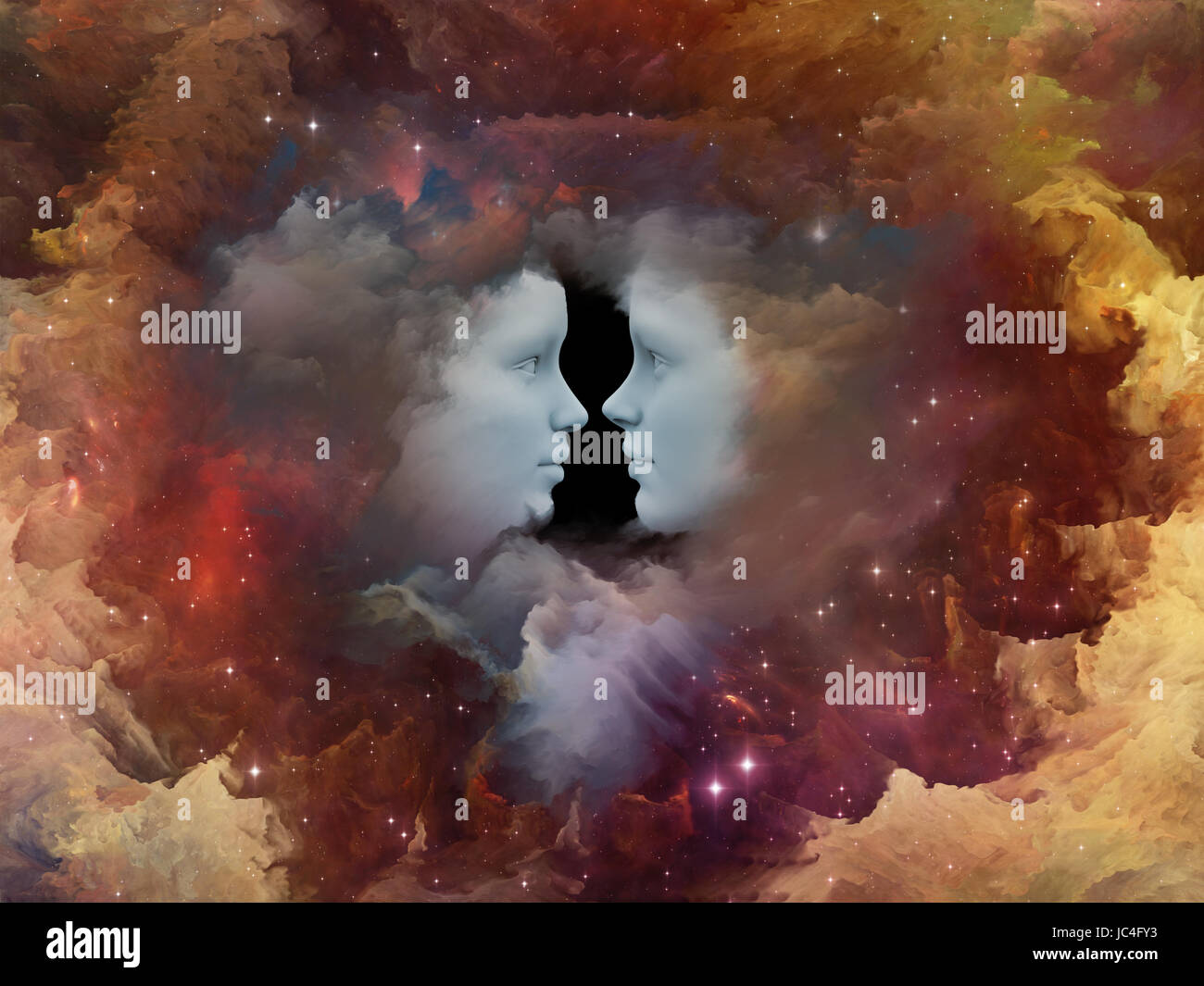 Human Dreams series. Composition of Fused human forms, fractal shapes ...