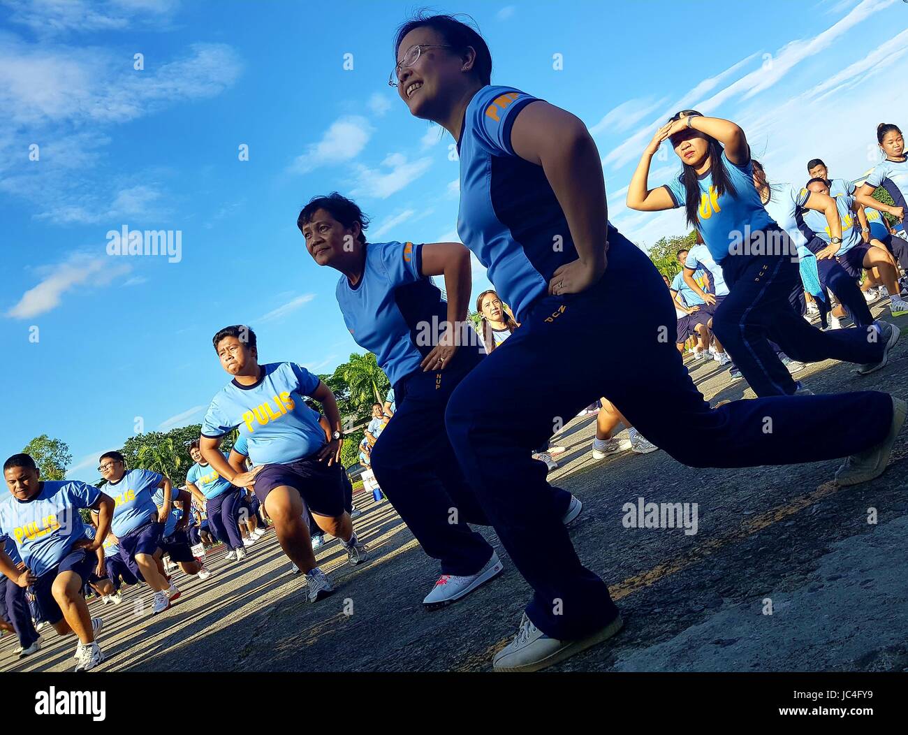 Quezon City, Philippines. 13th June, 2017. PNP members on exercise ...