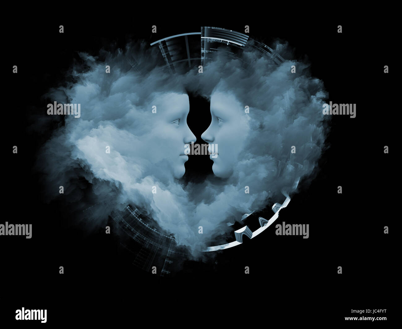 Human Dreams series. Composition of Fused human forms, fractal shapes ...
