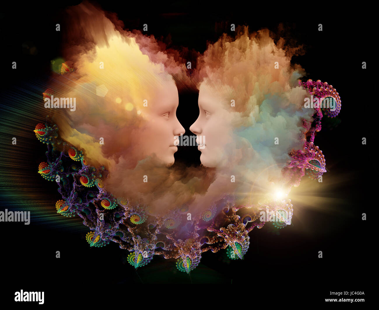 Human Dreams series. Composition of Fused human forms, fractal shapes ...