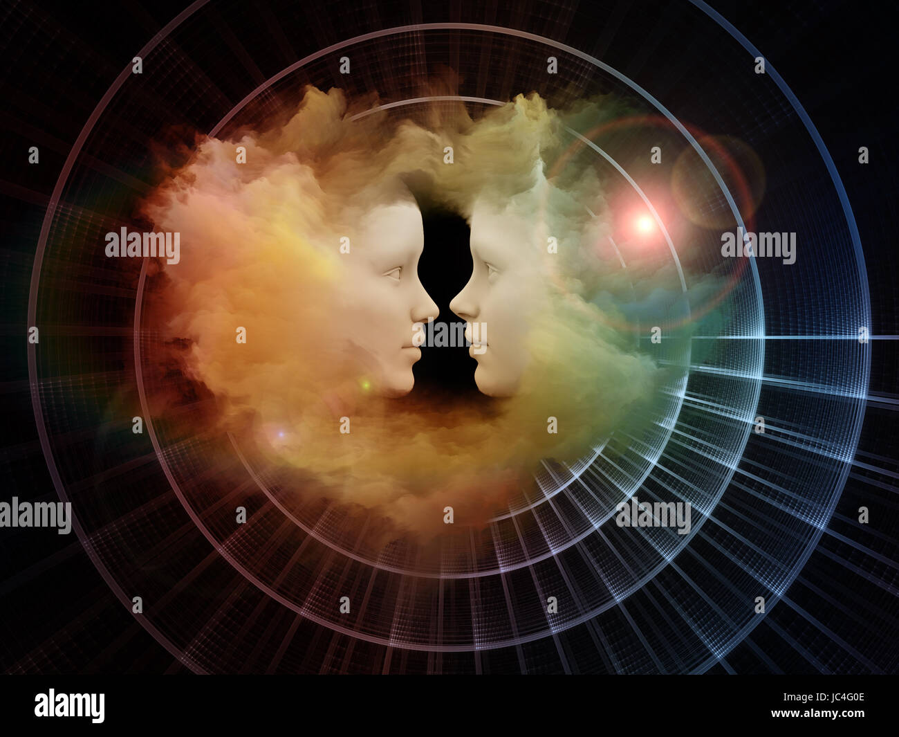 Human Dreams series. Composition of Fused human forms, fractal shapes ...