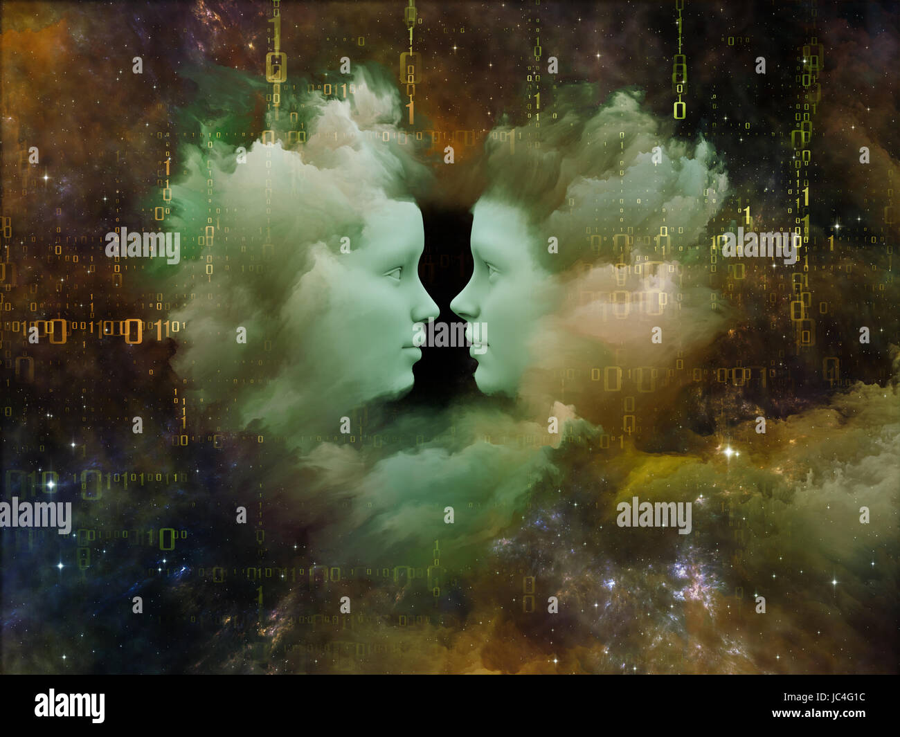 Human Dreams series. Backdrop design of Fused human forms, fractal ...