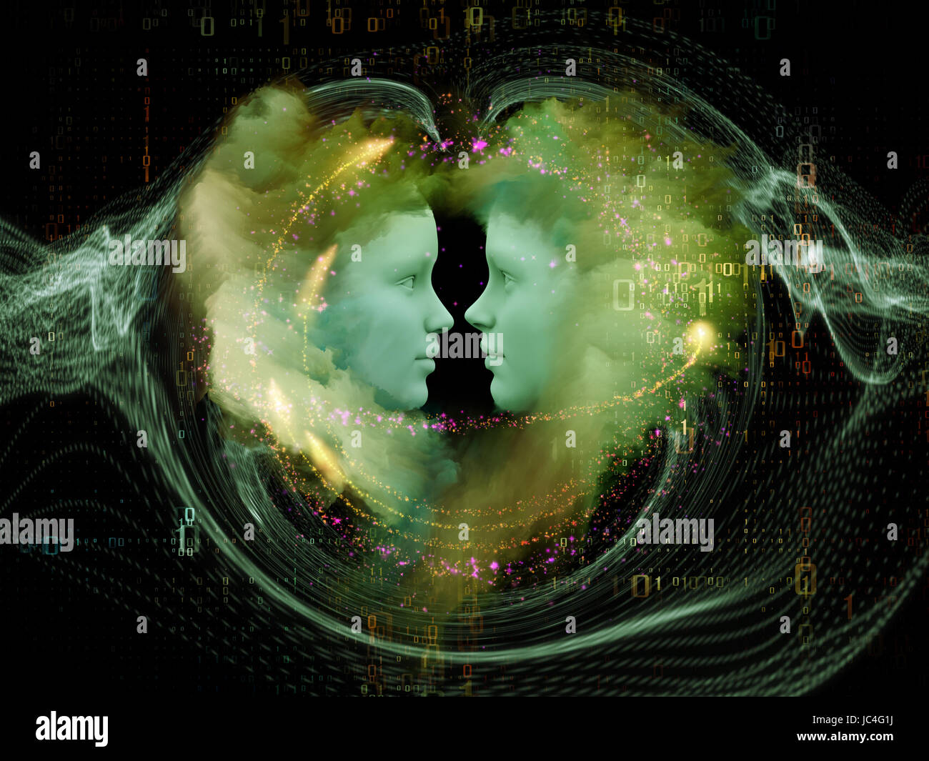 Human Dreams series. Backdrop design of Fused human forms, fractal ...