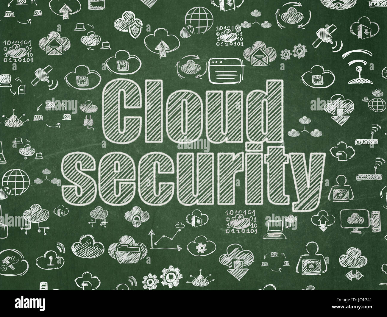 Cloud technology concept: Cloud Security on School board background ...