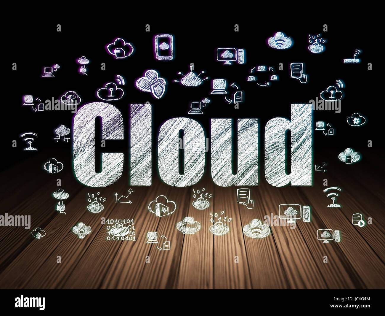 Cloud computing concept: Cloud in grunge dark room Stock Photo - Alamy