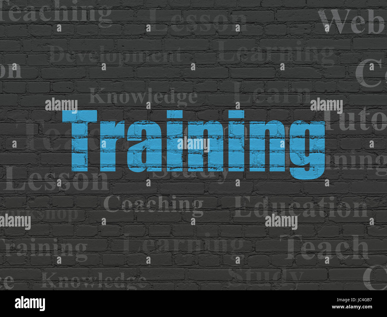 Learning concept: Training on wall background Stock Photo - Alamy