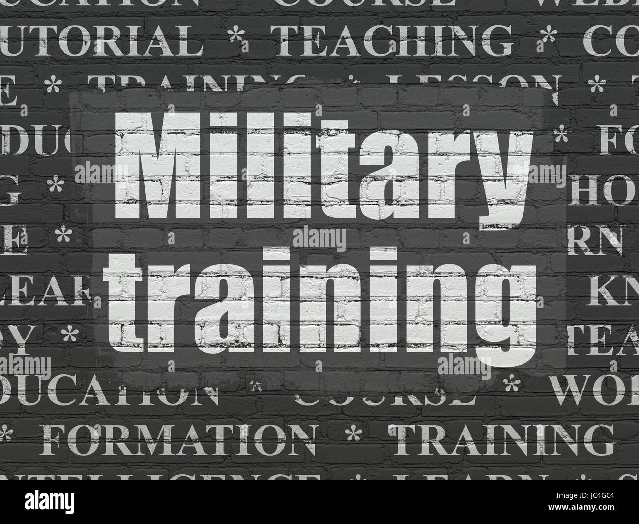 Studying concept: Military Training on wall background Stock Photo - Alamy
