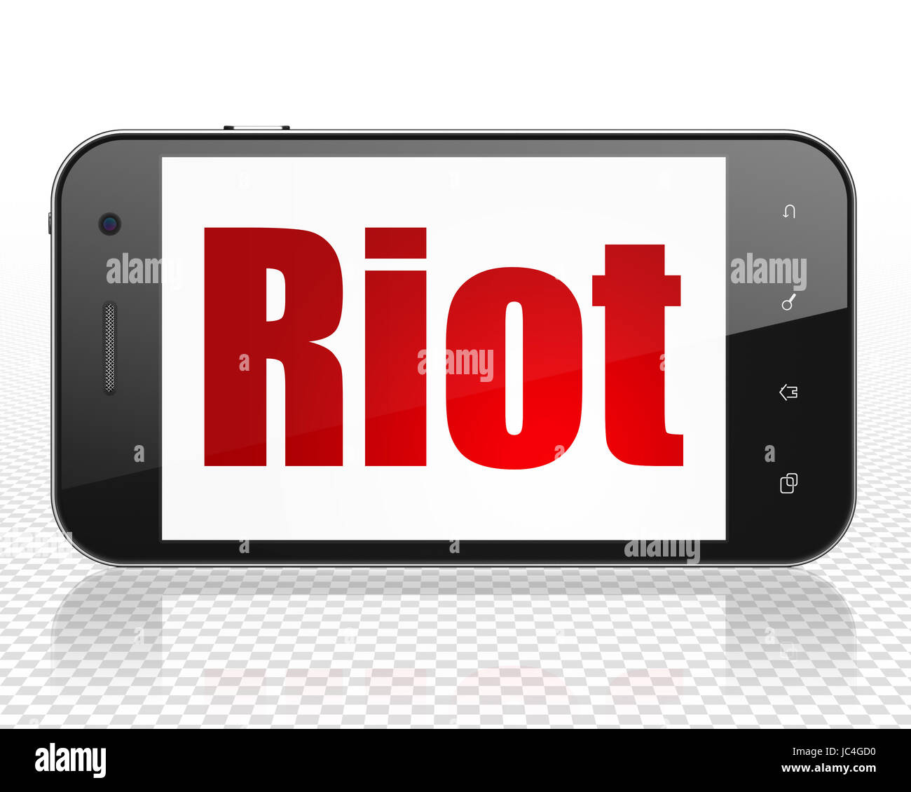Political concept: Smartphone with Riot on display Stock Photo - Alamy