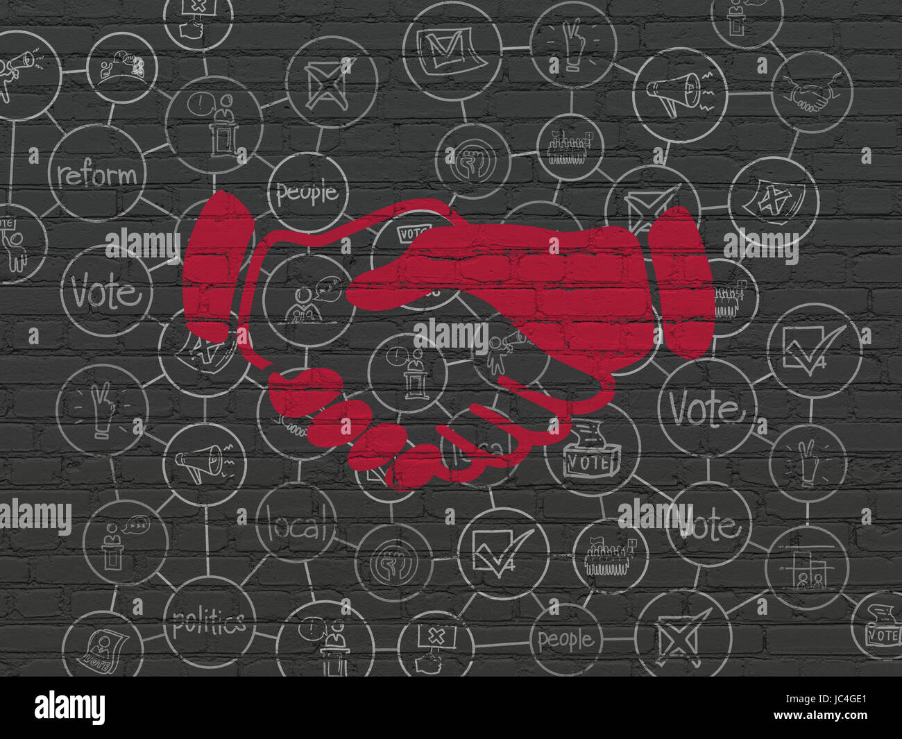 Politics concept: Handshake on wall background Stock Photo - Alamy