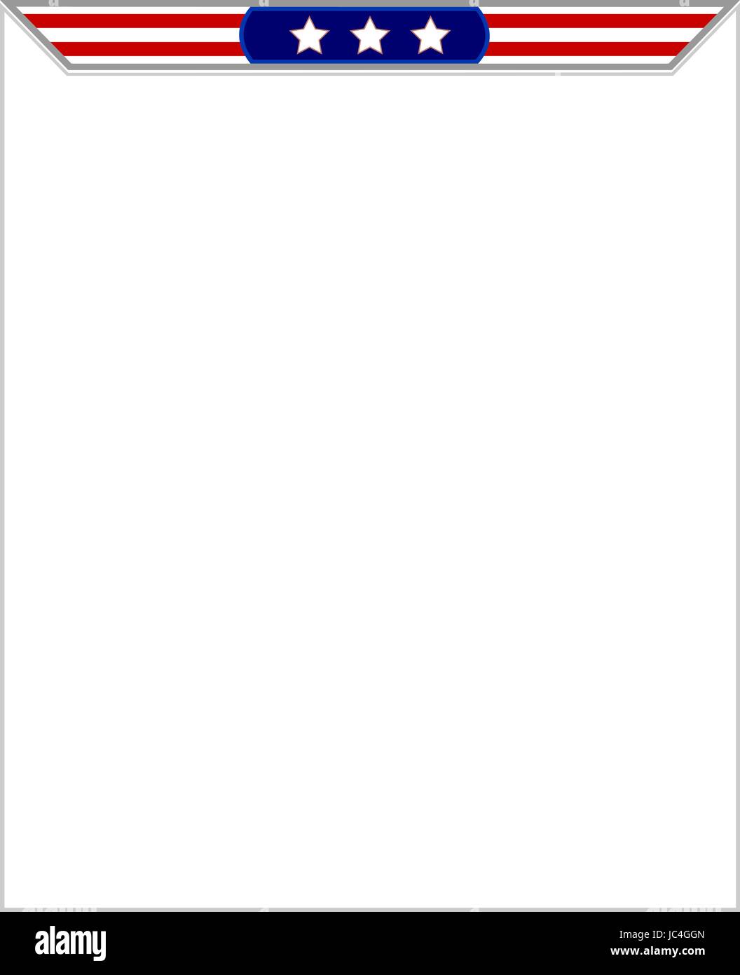 Blank frame with American flag symbols design letterhead template ...