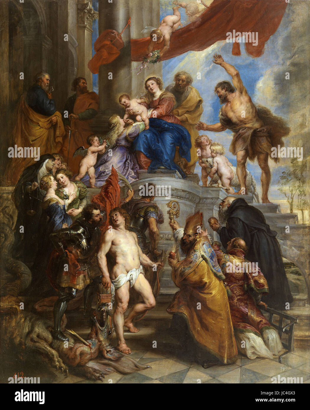 Peter Paul Rubens - The Holy Family surrounded by Saints Stock Photo ...