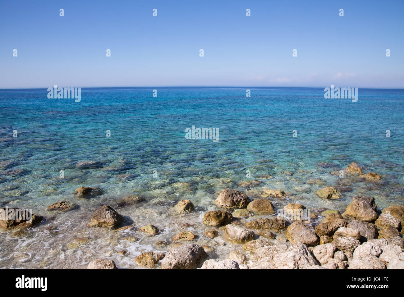 Mediterrean sea in Greece: Ocean background with coast, water and blue ...
